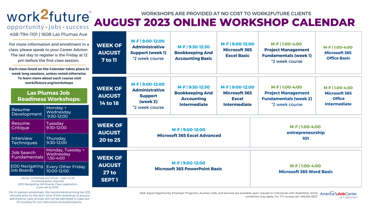 San Jose Career Center Workshops - work2future