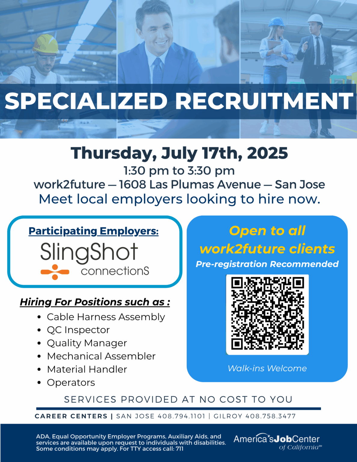 San Jose Job Center Hiring Event - work2future