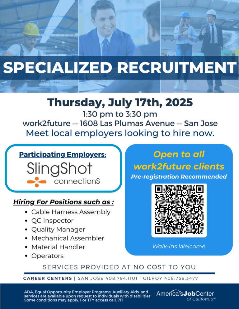San Jose Job Center Hiring Event - work2future